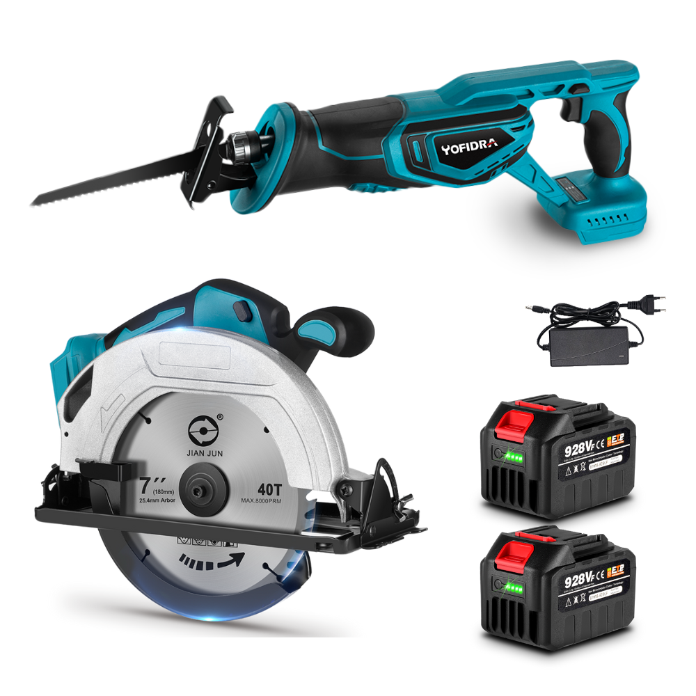 NewBeny Cordless 7" Circular Saw & Reciprocating Saw Combo Kit With 2 ...