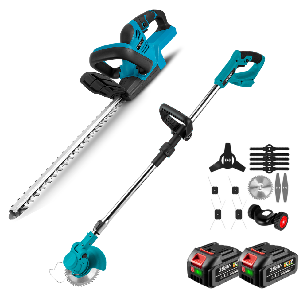 NewBeny 6" Cordless Grass Trimmer & 20" Hedge Trimmer Combo Kit With 2 ...