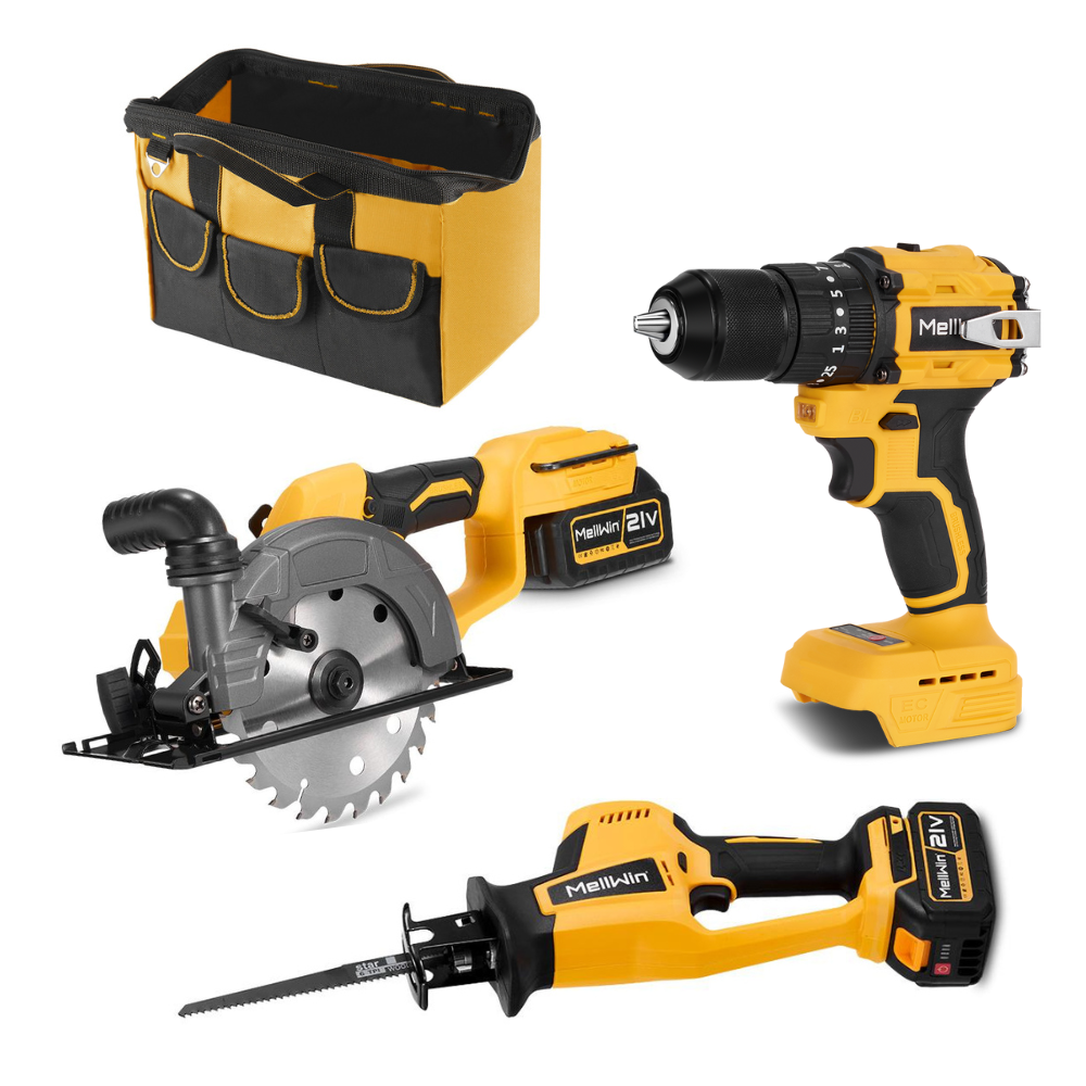 NewBeny Cordless 6" Circular Saw & Reciprocating Saw & Drill Combo Kit ...
