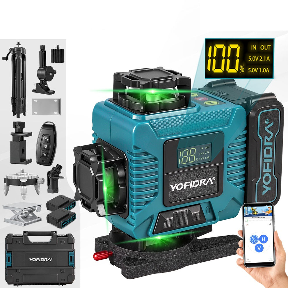 16-Line Self-Leveling Laser Level with Tripod, Large Battery & Rotating ...